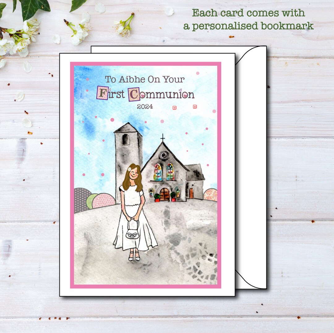 Communion Card for Girls First Communion Card With Personalised ...