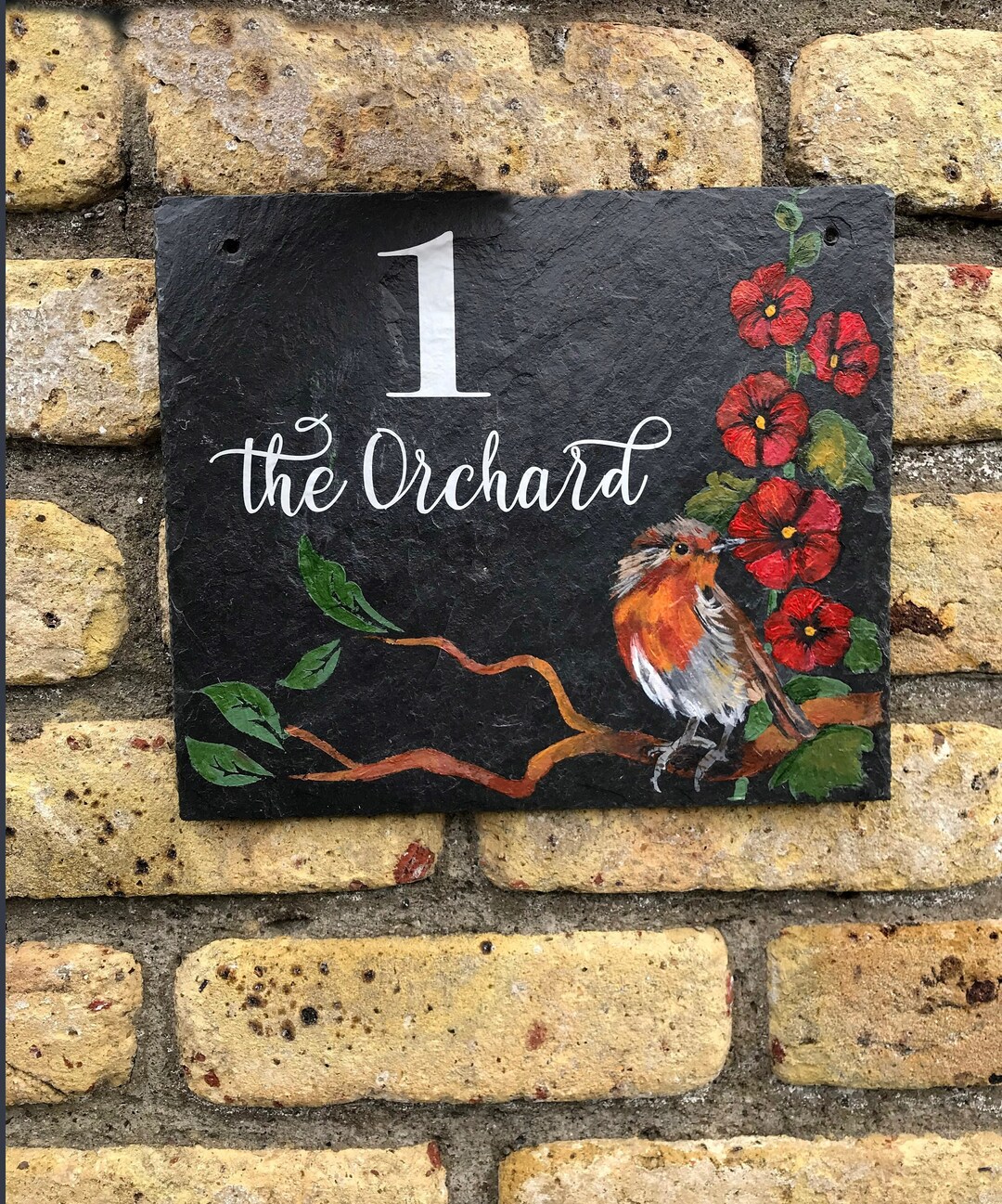 Rustic Door Number Sign, Robin Slate Door Sign, Door Number Plaque ...