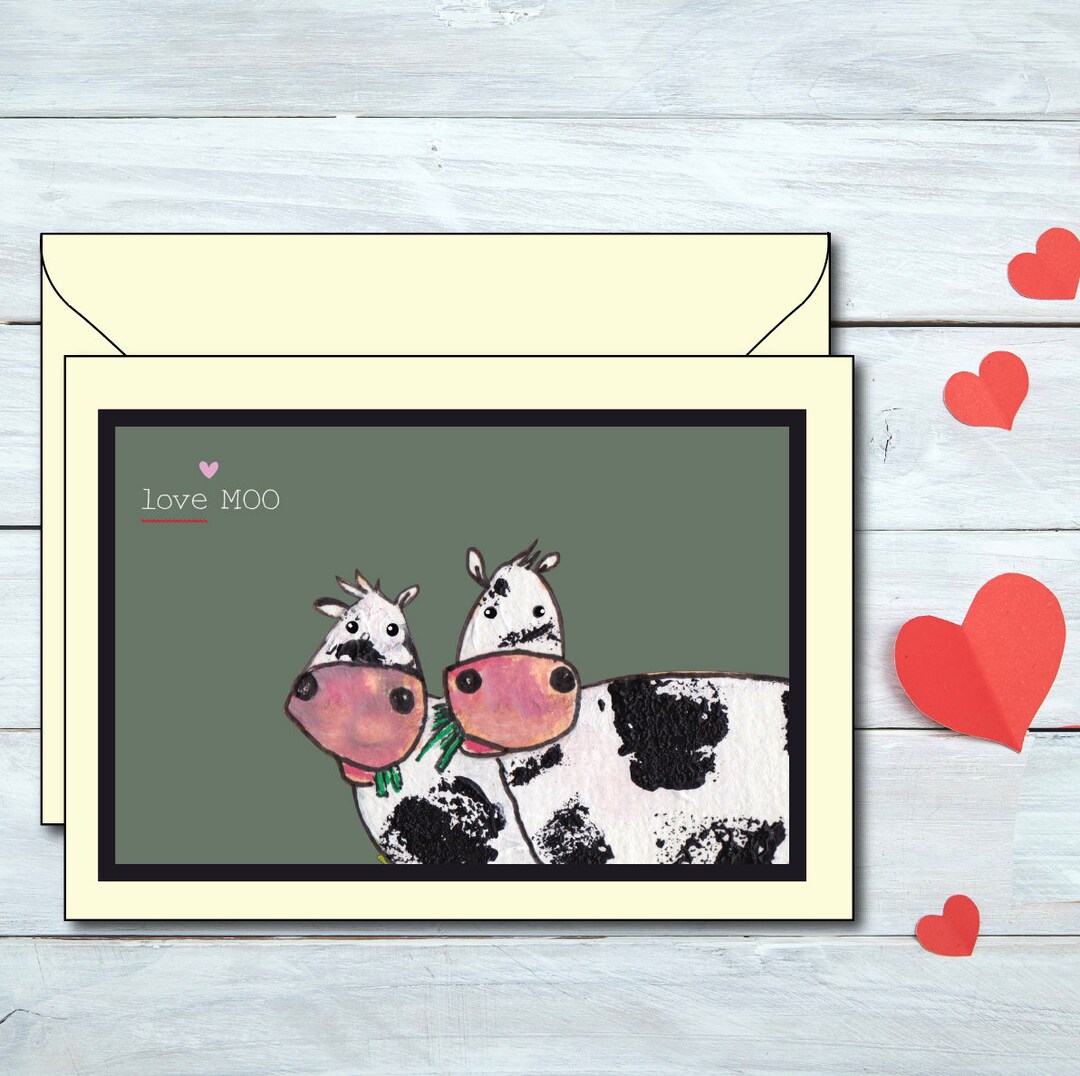 Valentines Card for Her, Valentines Card for Him, Cow Card for ...
