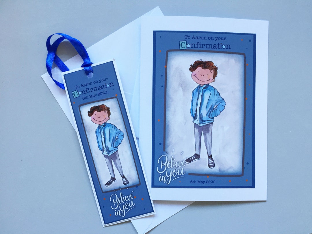 Boys Personalised Confirmation Card/keepsake Bookmark for Confirmation ...