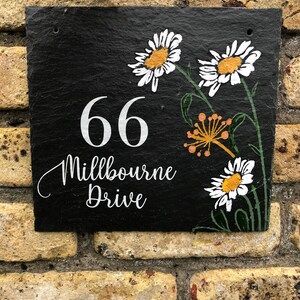 Daisy Number Door Sign Front Door Number Sign Slate Door - Etsy