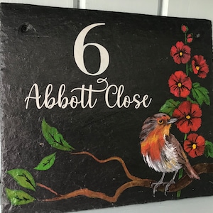 Rustic Door Number Sign, Robin Slate Door Sign, Door Number Plaque ...