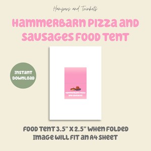 Blue Themed Pink Food Tent Card Hammerbarn Pizza and Sausages: Digital ...
