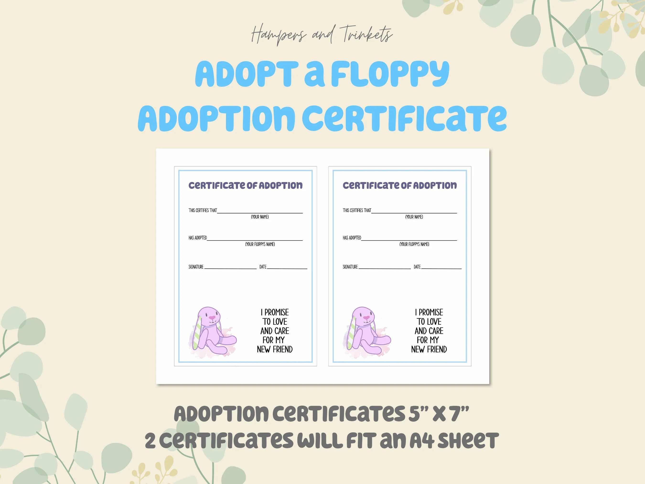 Adopt a Floppy Station Kit Digital Downloads for Adoption Certificate ...