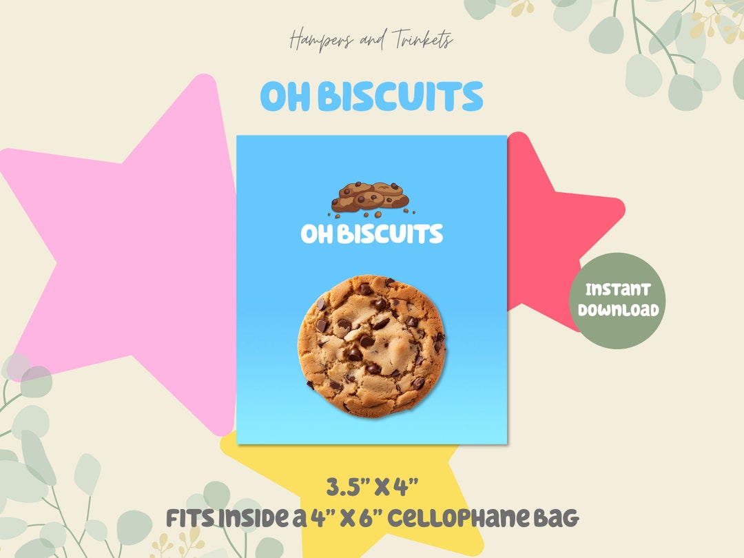 Blue Party Favor Oh Biscuits Digital Download Blue Dog DIY Printable ...