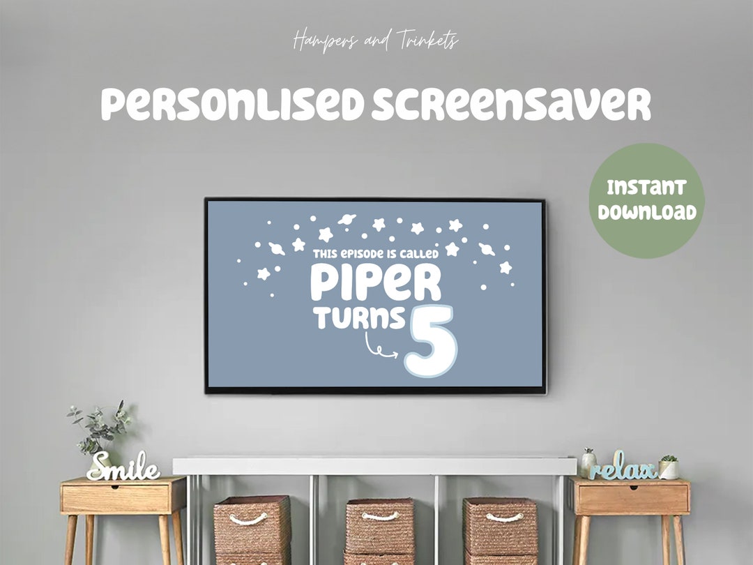Custom Blue Themed Party Screensaver Personalized Digital Display for ...