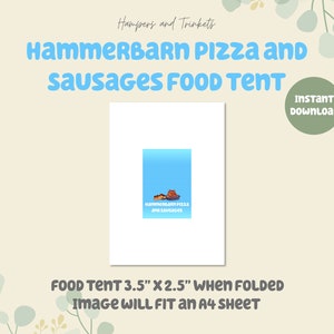 Blue Themed Food Tent Card Hammerbarn Pizza and Sausages: Digital ...