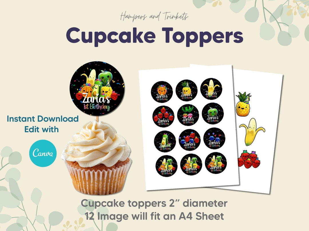 Hey Cupcake Toppers Dancing Fruit Cupcake Toppers DIY Printable ...