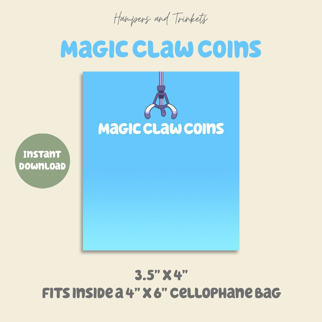 Fiesta Azul Favor Monedas de Garra Mágica / Descarga Digital / Bluey ...