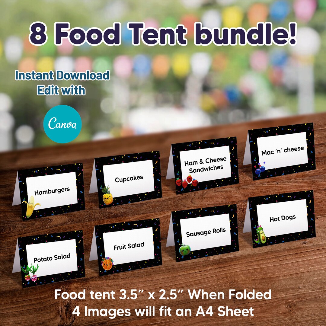 Hey 8 Food Label Bundle Dancing Fruit DIY Printable Birthday Party ...