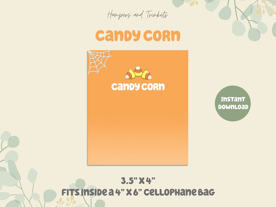 Blue Halloween Party Favor Candy Corn Digital Download Bluey Blue Dog ...
