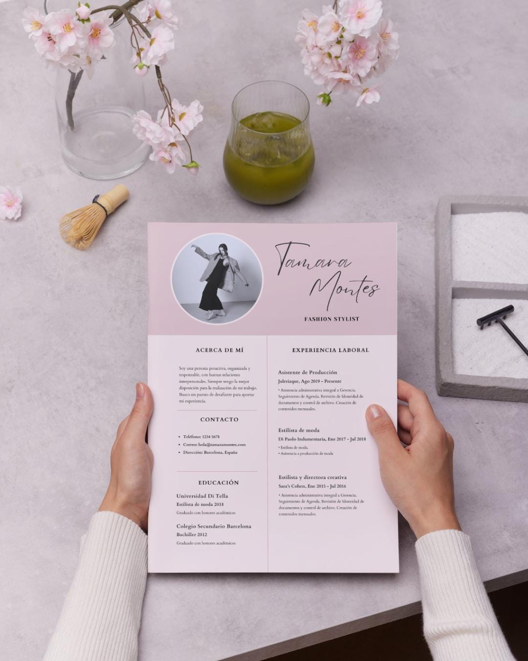 Editable Career Resume Template With Photo, Minimalist, Pink, Cover ...