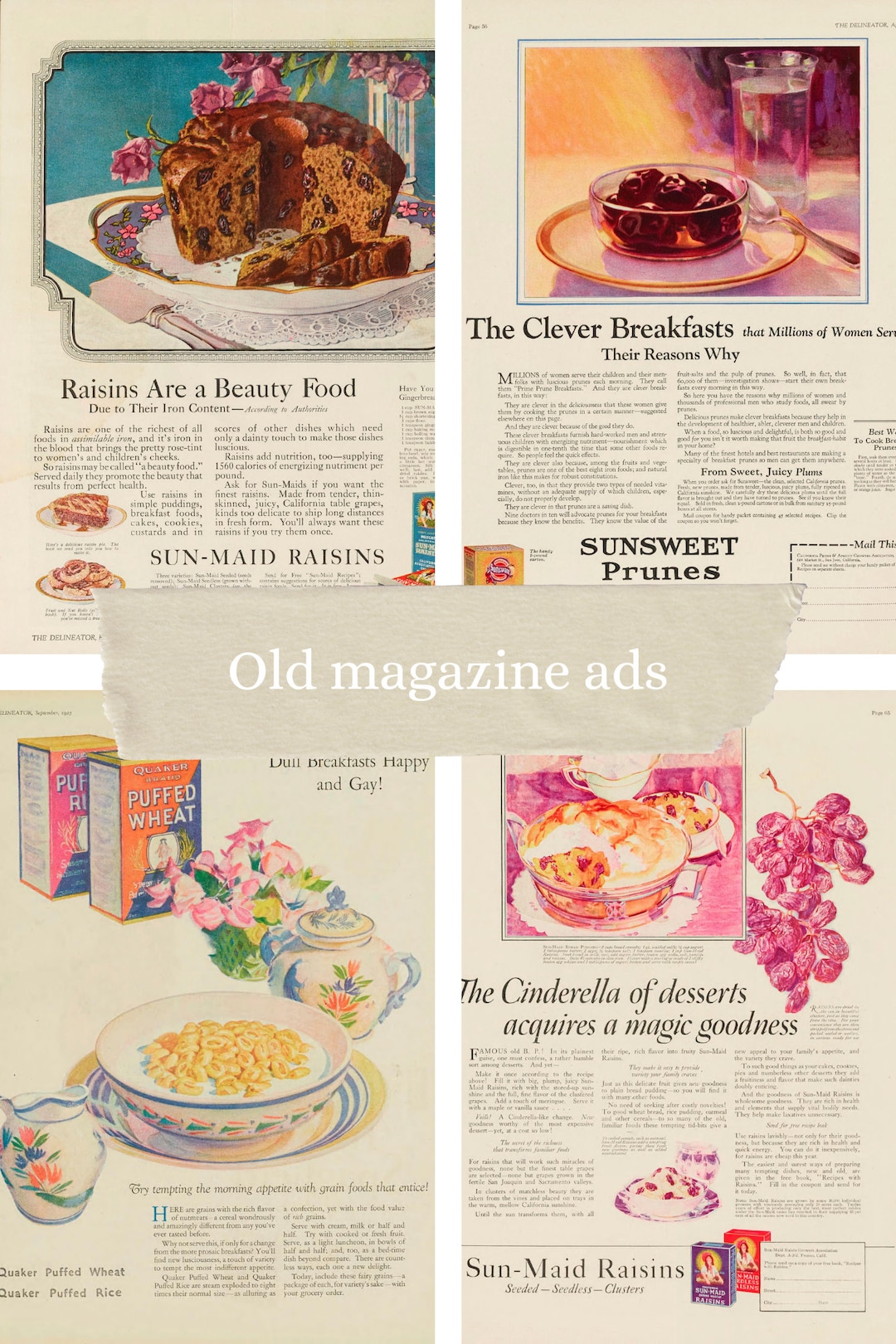 Old Vintage Magazine Food Advertising Prints X5 High Quality and ...
