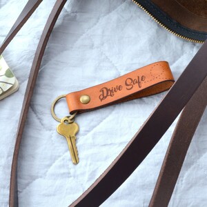 Drive Safe Keychain - Home Keychain - Engraved Real Leather - Gift for ...