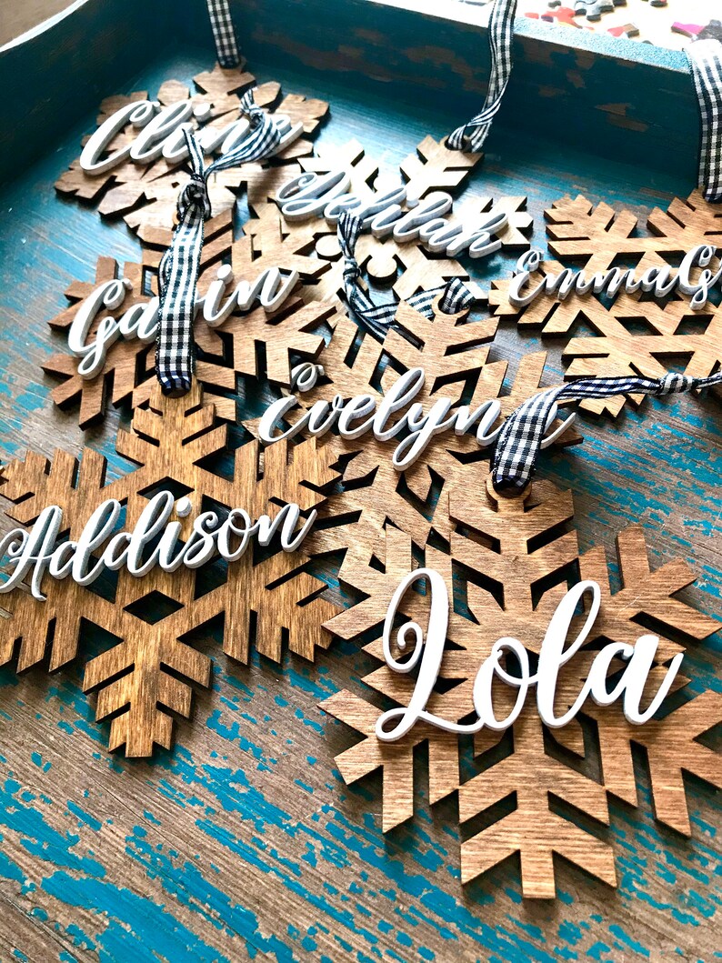 Personalized Ornament Snowflake Ornament Laser Cut Wood - Etsy