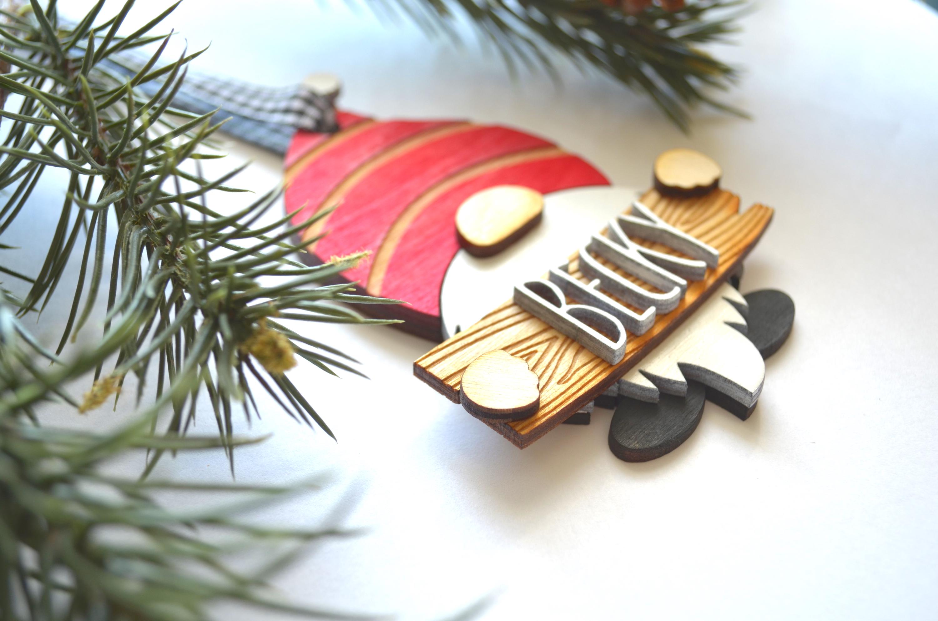 Gnome Christmas Ornament: Laser Cut Name SVG File (digital Download) - Etsy