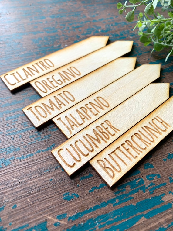 Custom Wood Plant Markers Plant Tags Plant Name Stakes | Etsy