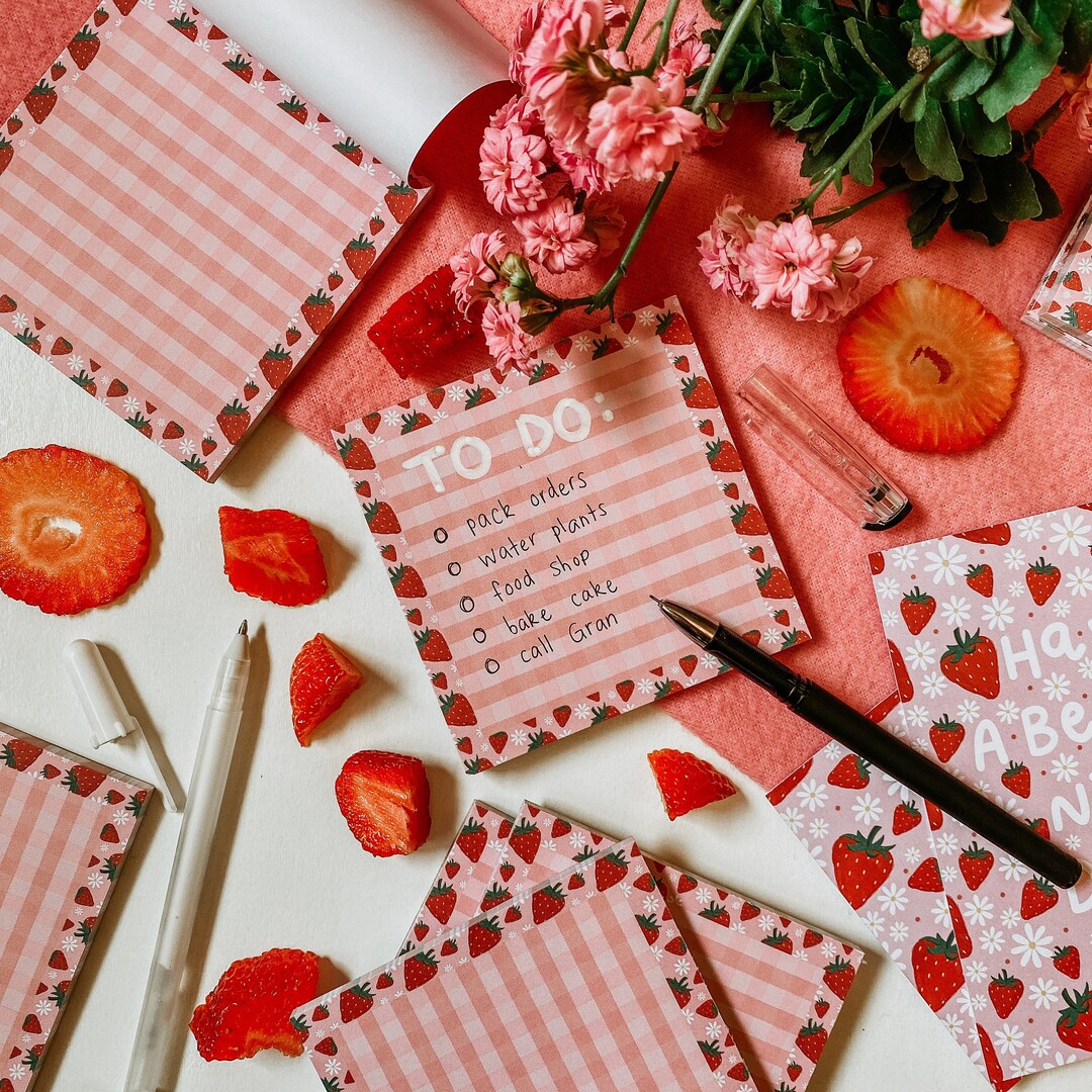 Strawberry 10cm X 10cm Notepad | to Do List | Glued Notepad ...