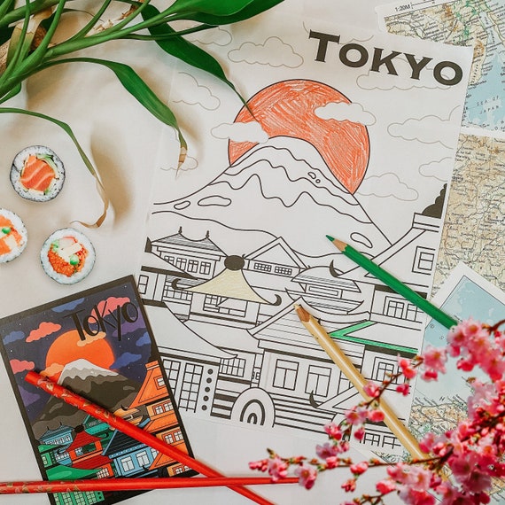 Tokyo Postcard Japan Postcard Illustration Postcard | Etsy