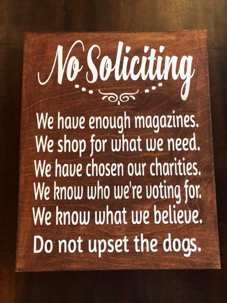 No Soliciting Sign Front Door Sign No Soliciting Door Sign - Etsy