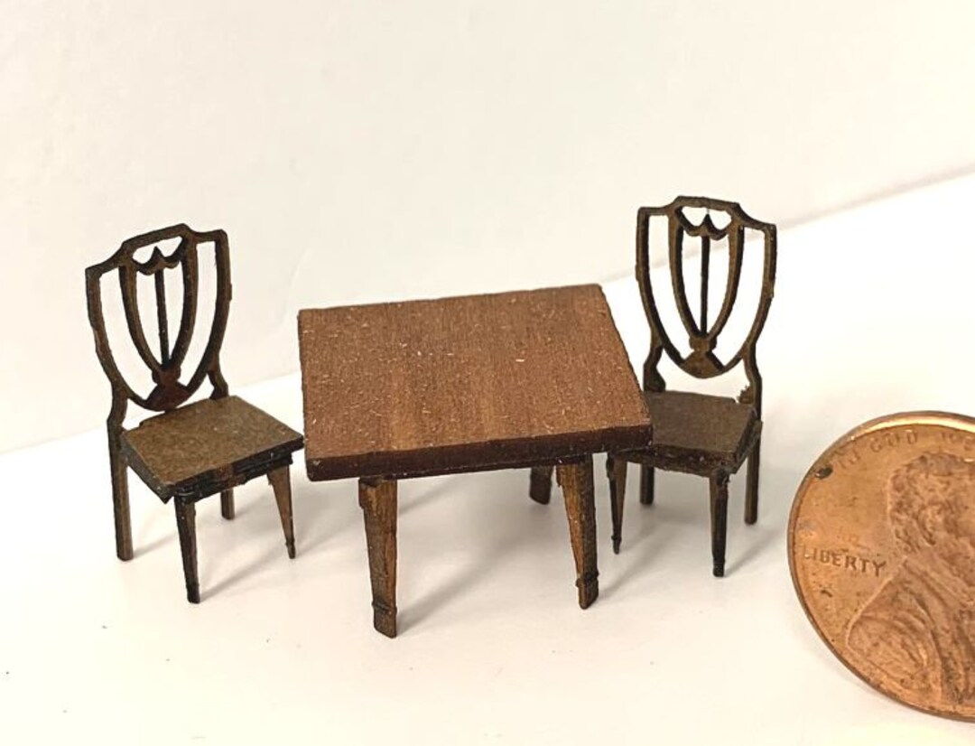 Miniature 1:48 Scale Shield Back Table and Chairs KIT - Etsy