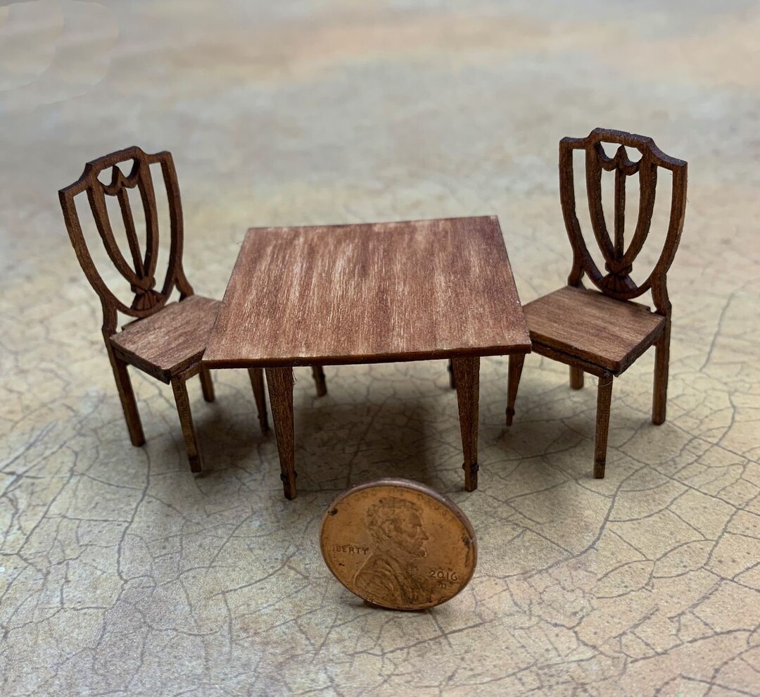 Miniature 1:24 Scale Shield Back Table and Chairs KIT - Etsy
