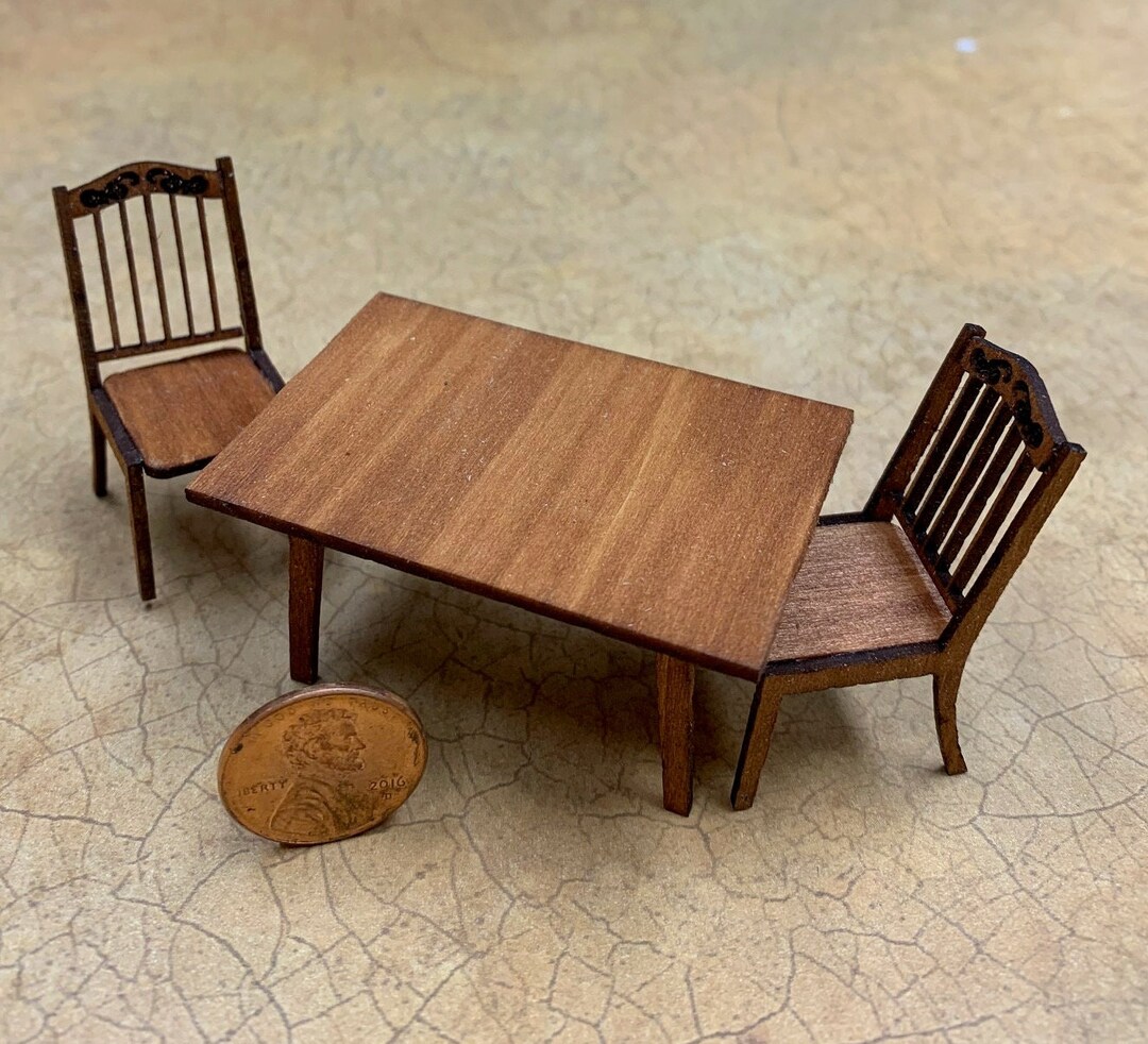 Miniature 1:24 Scale Lath Back Table and Chairs KIT - Etsy