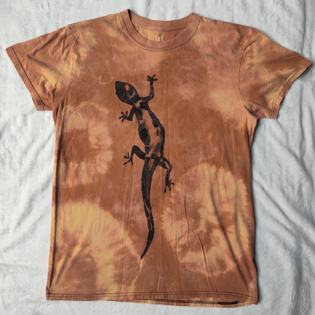 Salamander Upcycled Batik Tie Dye Mens M Womens L OOAK Short Sleeve T ...