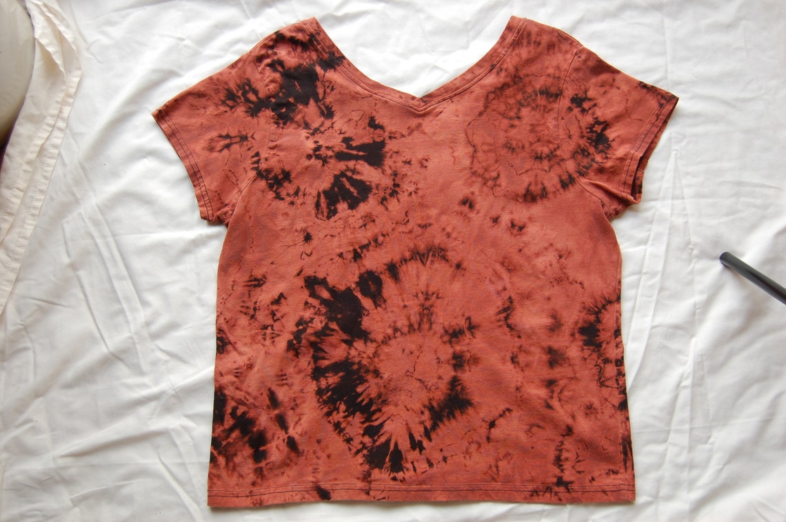 Upcycled Batik Tie Dye Dragon Fantasy XL Brown Black Cotton Shirt Ren ...
