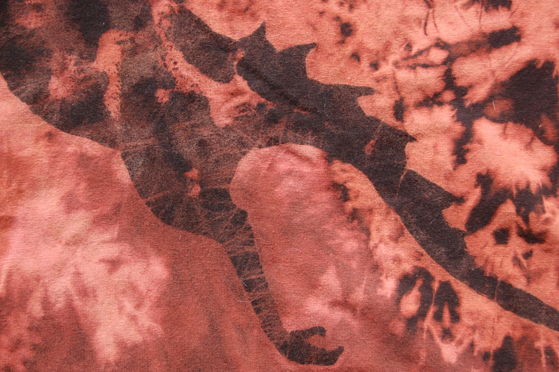 Upcycled Batik Tie Dye Dragon Fantasy XL Brown Black Cotton Shirt Ren ...