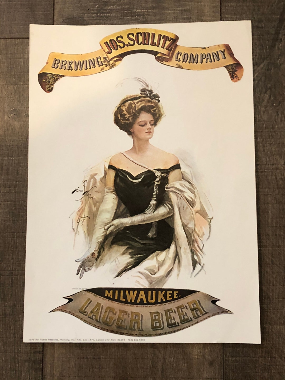 1975 Jos Schlitz Brewing Company Poster With 1909 Harrison Fisher ...