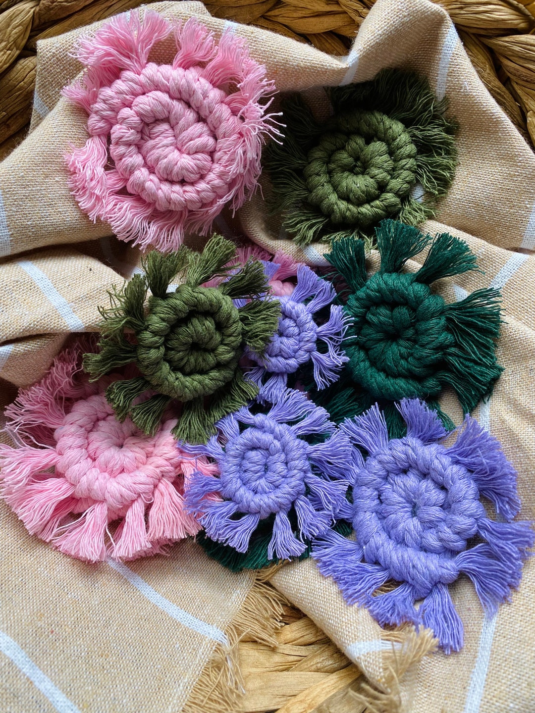 Macrame Fridge Magnets, Wall Magnets, Boho Circles, Macrame Decor, Cute ...