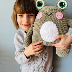 Crochet Frog Book Pillow, Crochet Book Buddy, Stuffed Animal, Book Bag ...