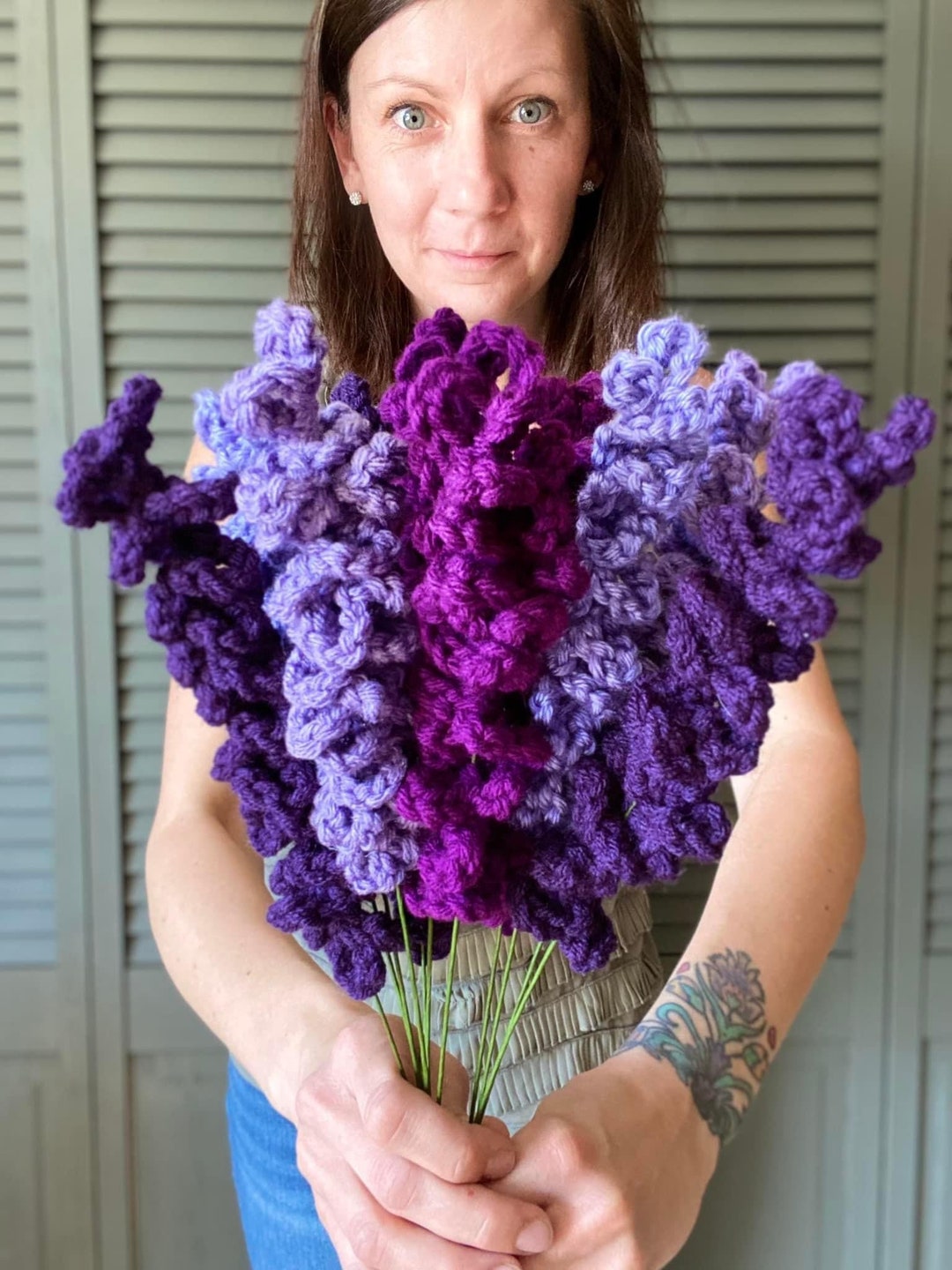 Jumbo Lavender Stems, Crochet Lavender, Lavender Bouquet, Faux Flowers ...
