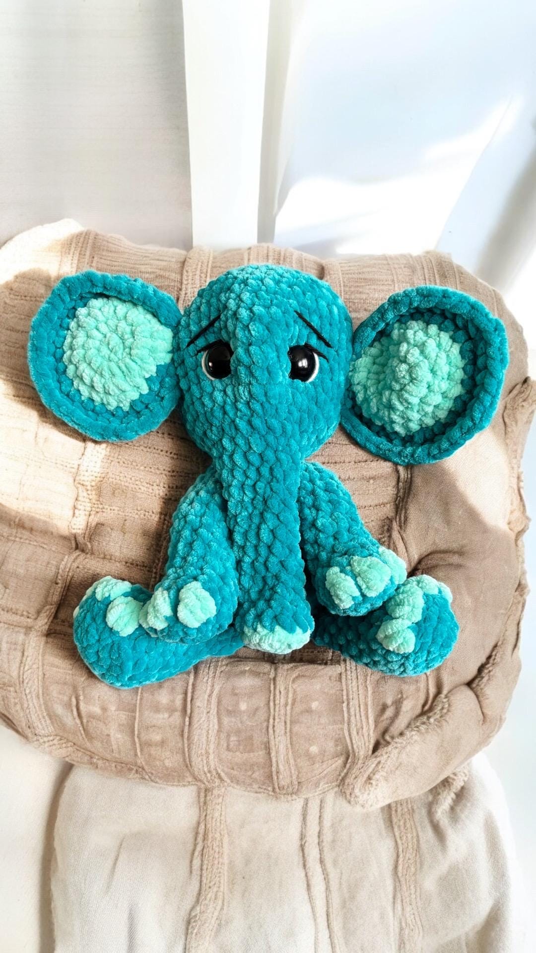 Crochet Elephant Stuffed Toy Pattern: Chenille Elephant Cuddler (PDF ...