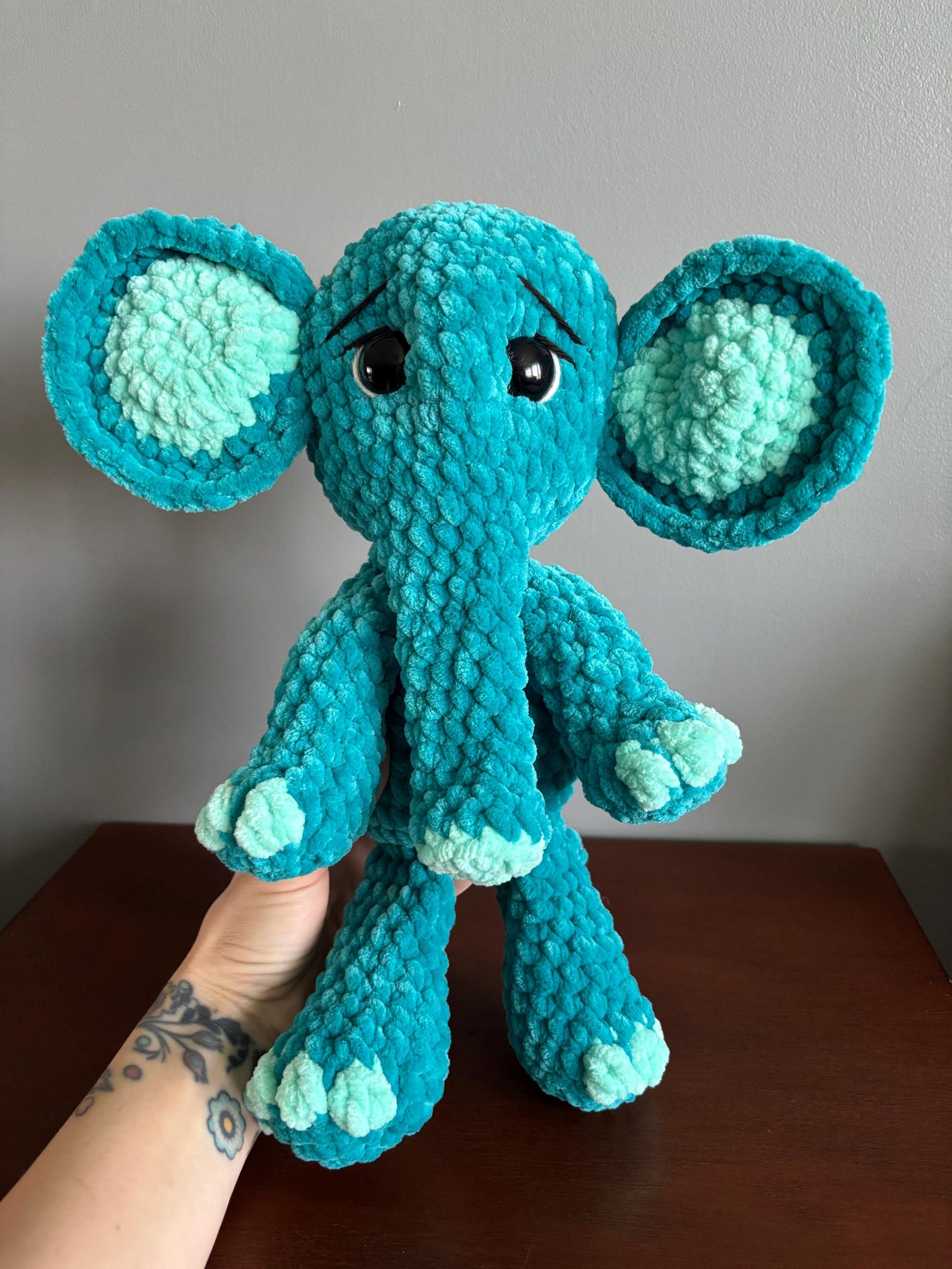 Crochet Elephant Stuffed Toy Pattern: Chenille Elephant Cuddler (PDF ...
