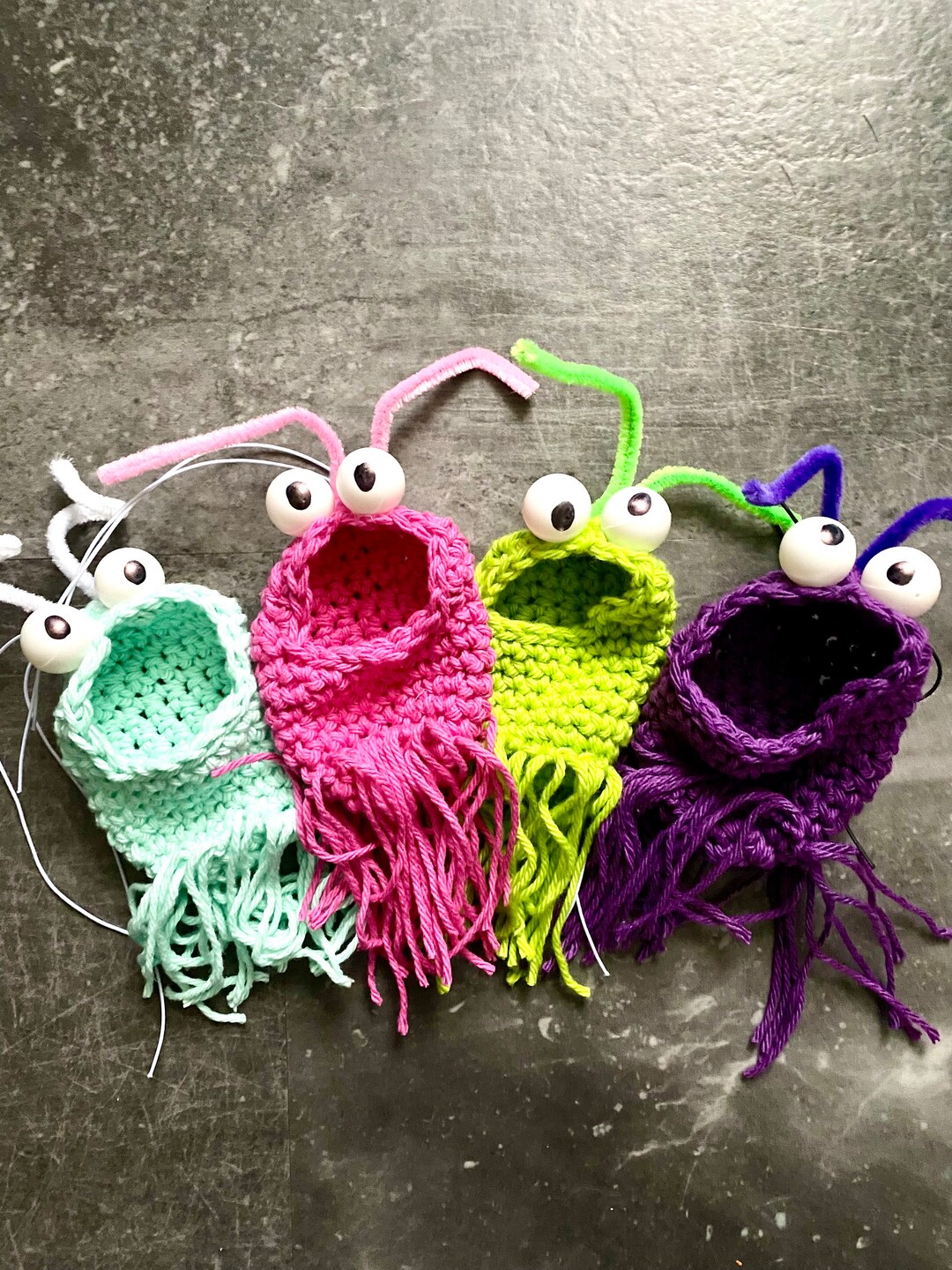 Mini Martian Hanger, Hanging Martian, Crochet Martian, Crochet Alien ...