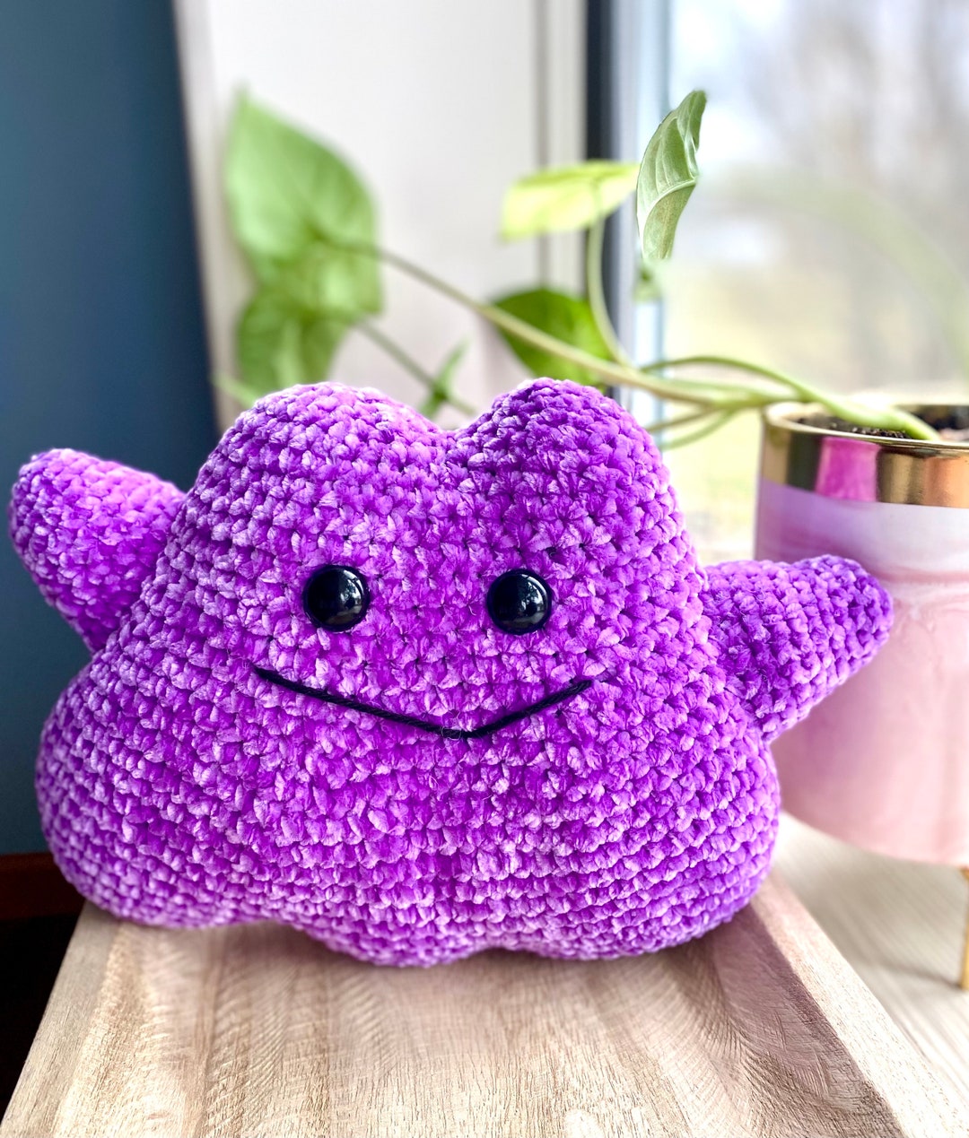 Ditto Pokémon Inspired Stuffie, Crochet Plush Toy, Crochet Blob - Etsy