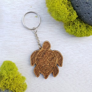 Sea Turtle | Hawaiian | Solid Wood | Keychain | Koa | Mango | Made in ...
