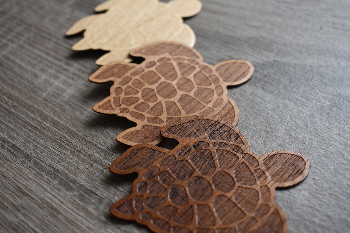 Sea Turtle Laser Engraved Wood Sticker Made in Hawaii - Etsy