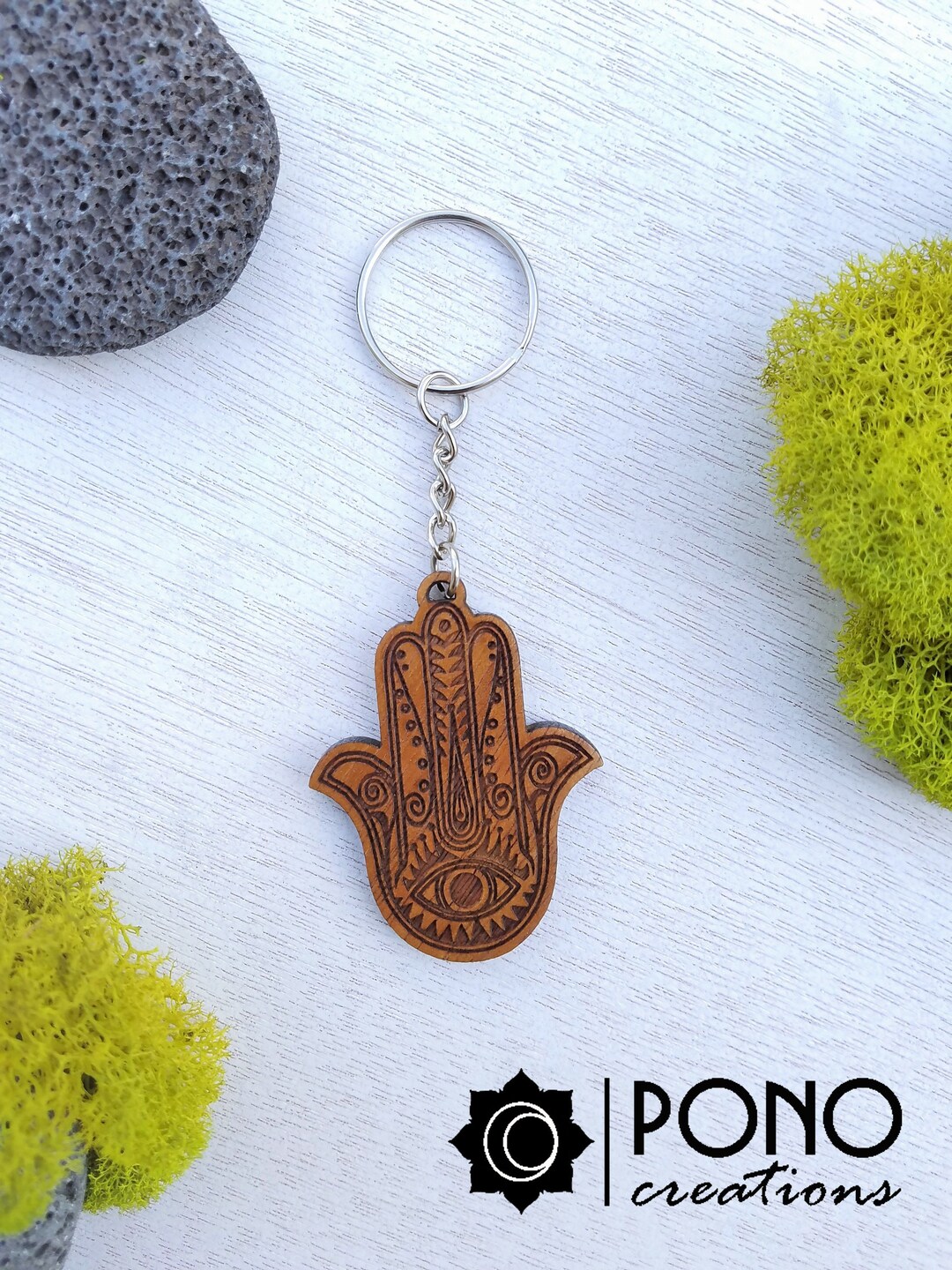 Hamsa Hand Keychain Hawaiian Koa Mango Gift for Yogi Meditation ...
