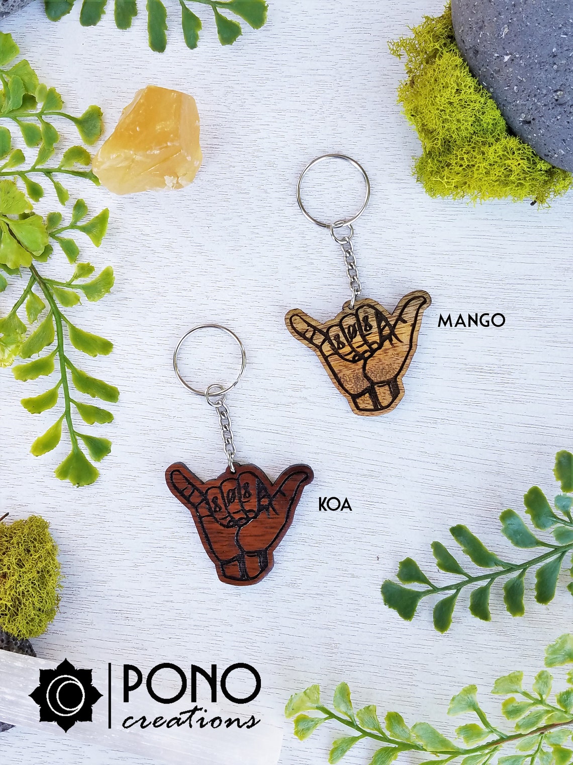 Koa Shaka 808 Hawaii Area Code Keychain Mango | Etsy