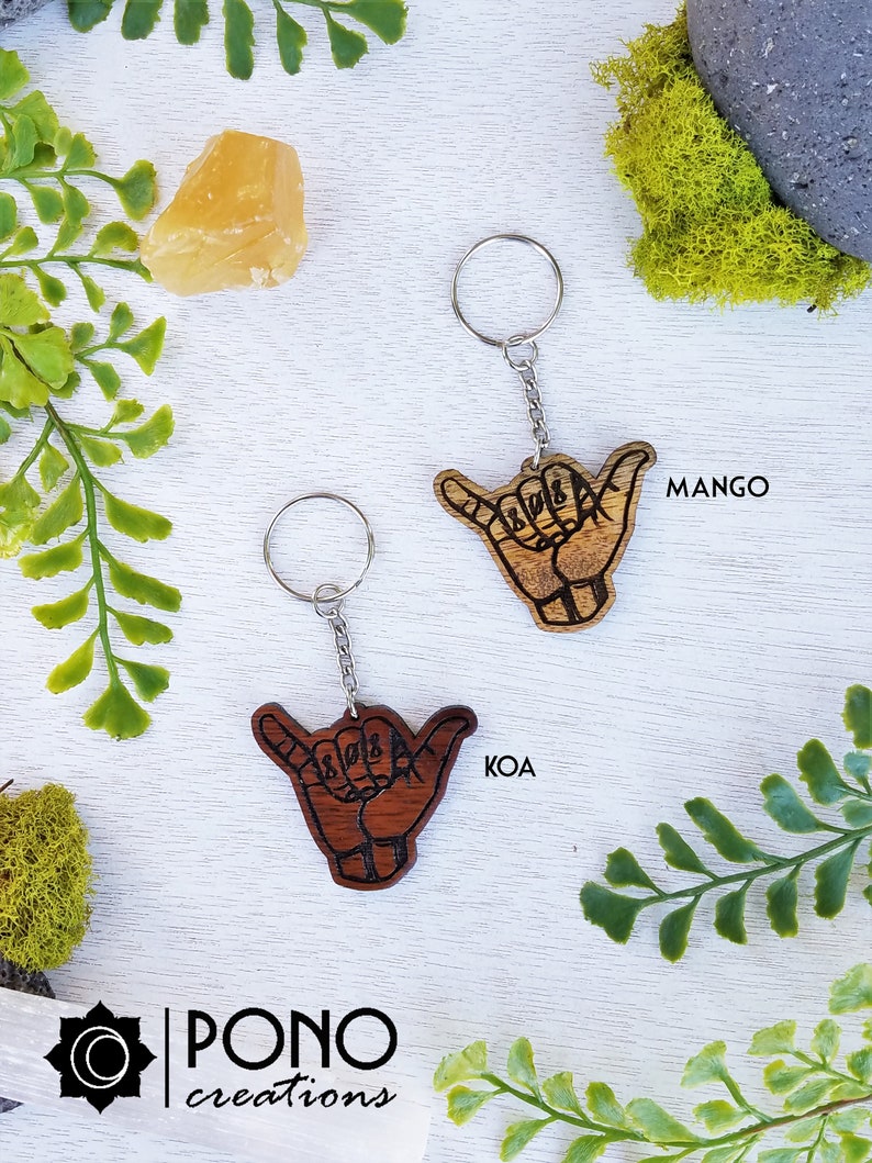 Koa Shaka 808 Hawaii Area Code Keychain Mango | Etsy