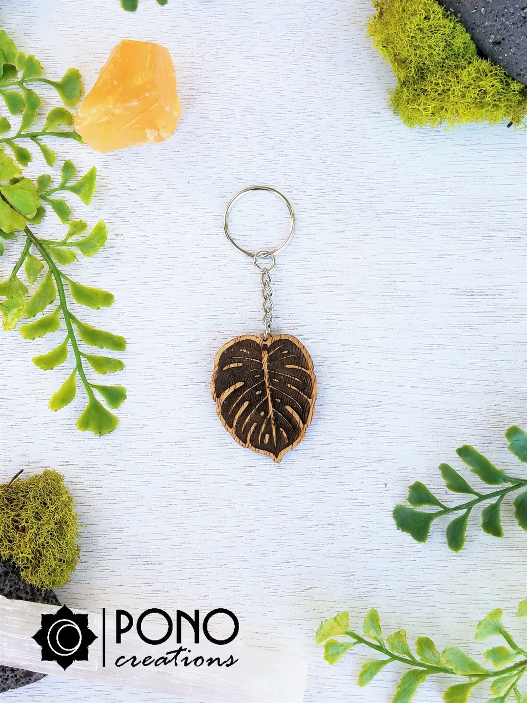 Monstera Keychain Hawaiian Koa Mango Made in Hawaii Koa Gifts Leaf Gift ...