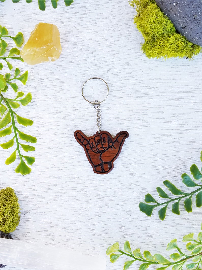 Koa Shaka 808 Hawaii Area Code Keychain Mango | Etsy