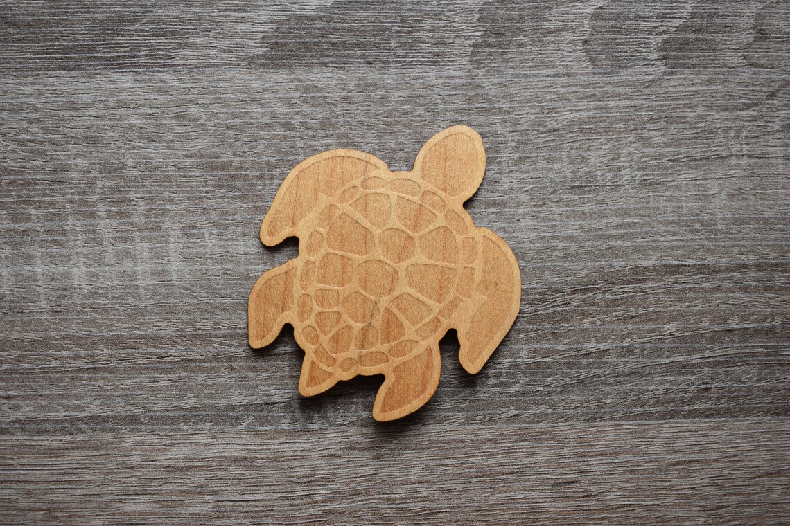 Sea Turtle Laser Engraved Wood Sticker Made in Hawaii | Etsy