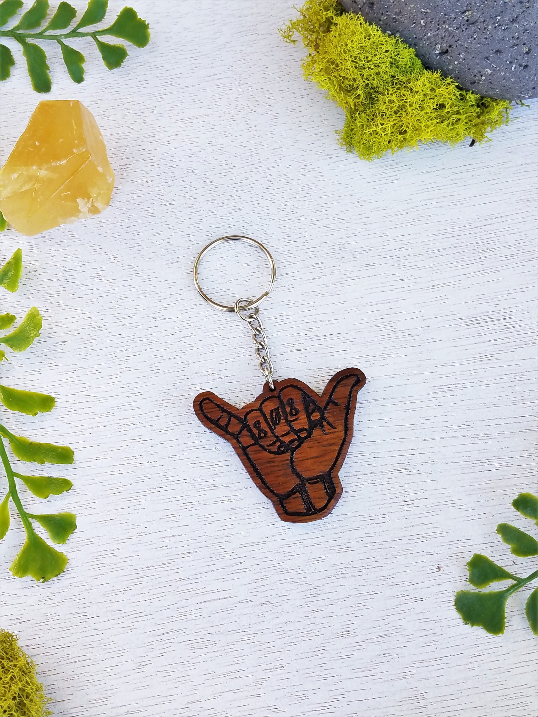 Koa Shaka 808 Hawaii Area Code Keychain Mango | Etsy