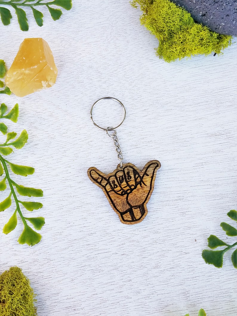 Koa Shaka 808 Hawaii Area Code Keychain Mango | Etsy