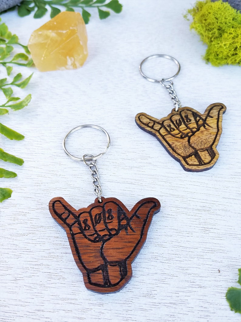 Koa Shaka 808 Hawaii Area Code Keychain Mango | Etsy