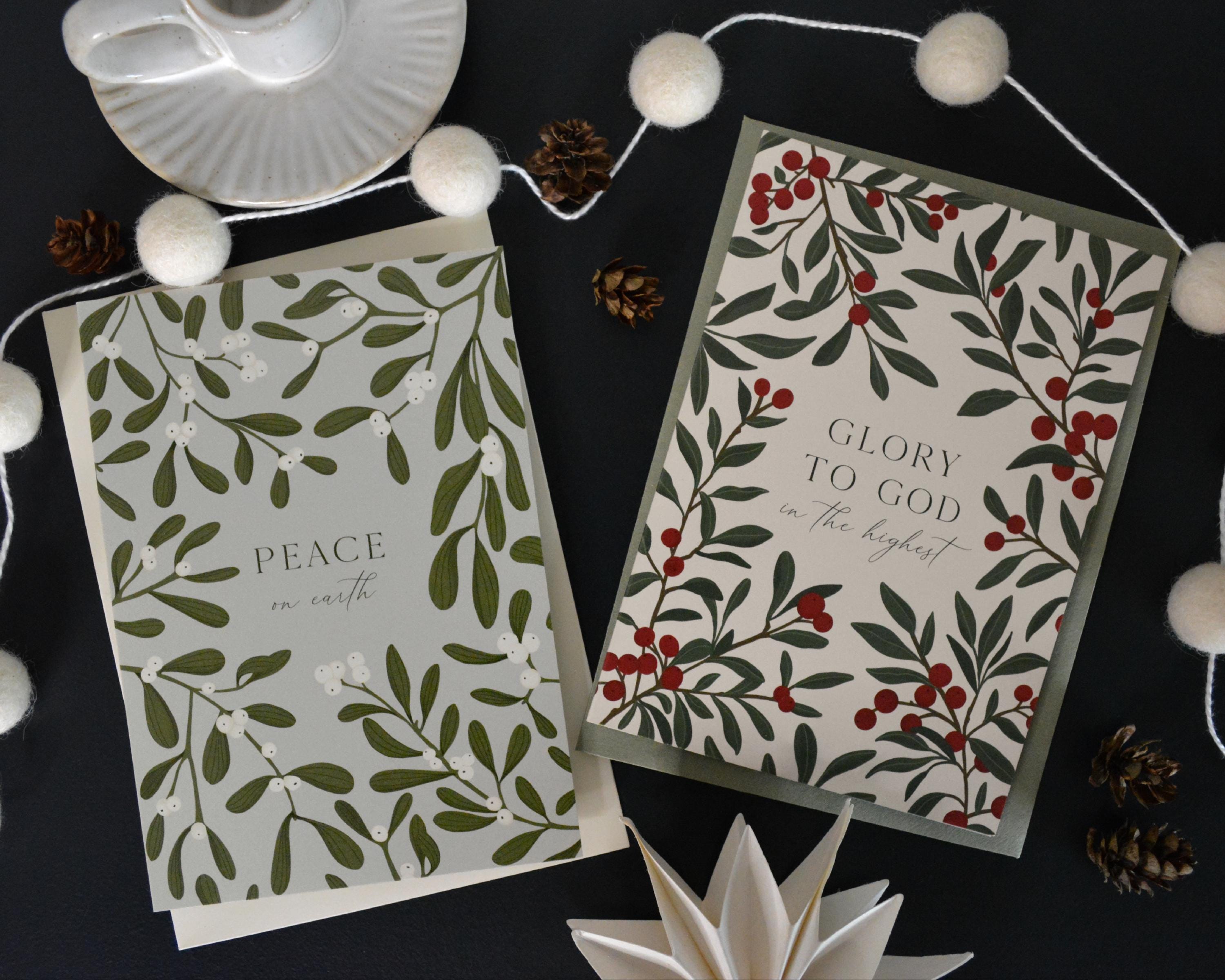 Glory to God in the Highest Botanical Christmas Card, Christian ...